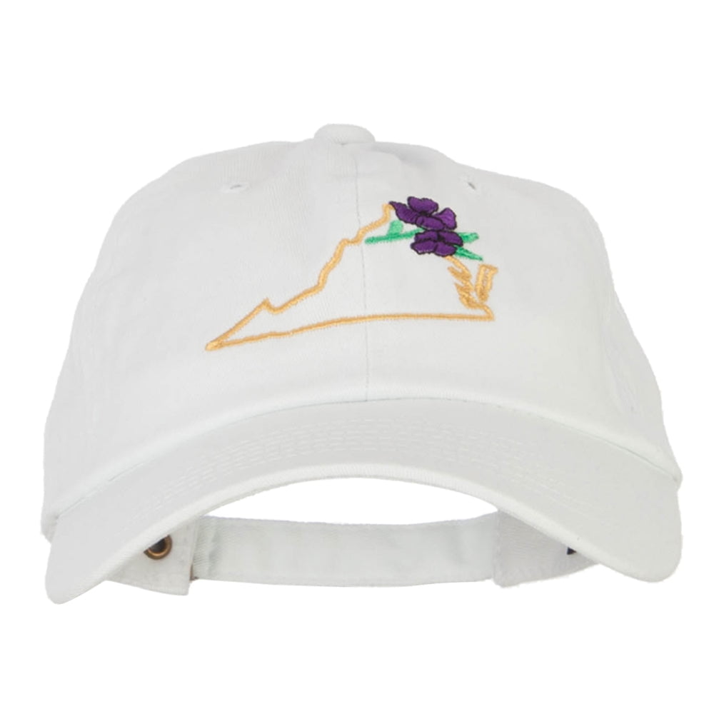 Virginia Dogwood with Map Embroidered Unstructured Washed Cap - White ...