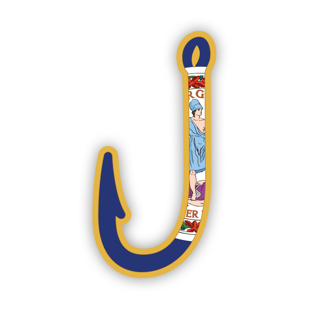 Virginia Fish Hook Sticker Decal - Self Adhesive Vinyl - Weatherproof ...