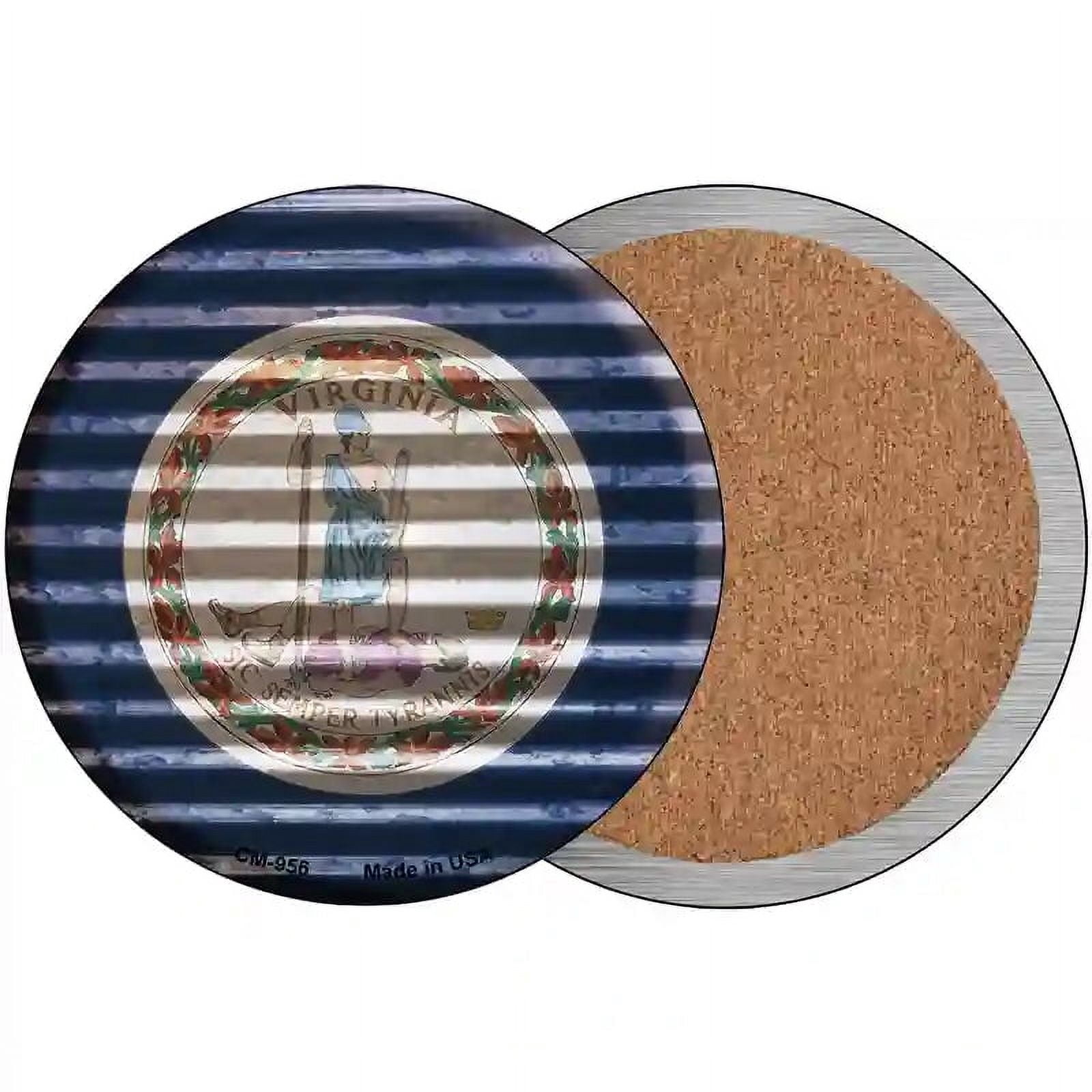 Virginia Flag Corrugated Effect Novelty Circle Coaster Set of 4 3.5 ...
