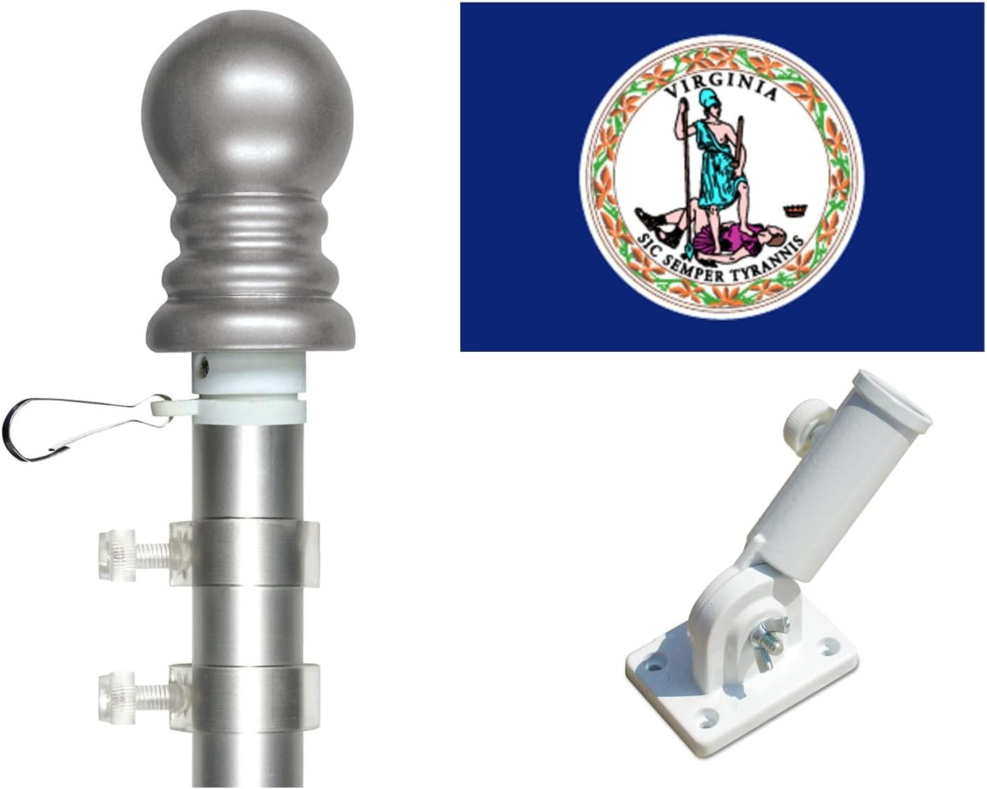 Virginia Flag and Tangle Free Spinner Flagpole Set, Choose From all 50 ...