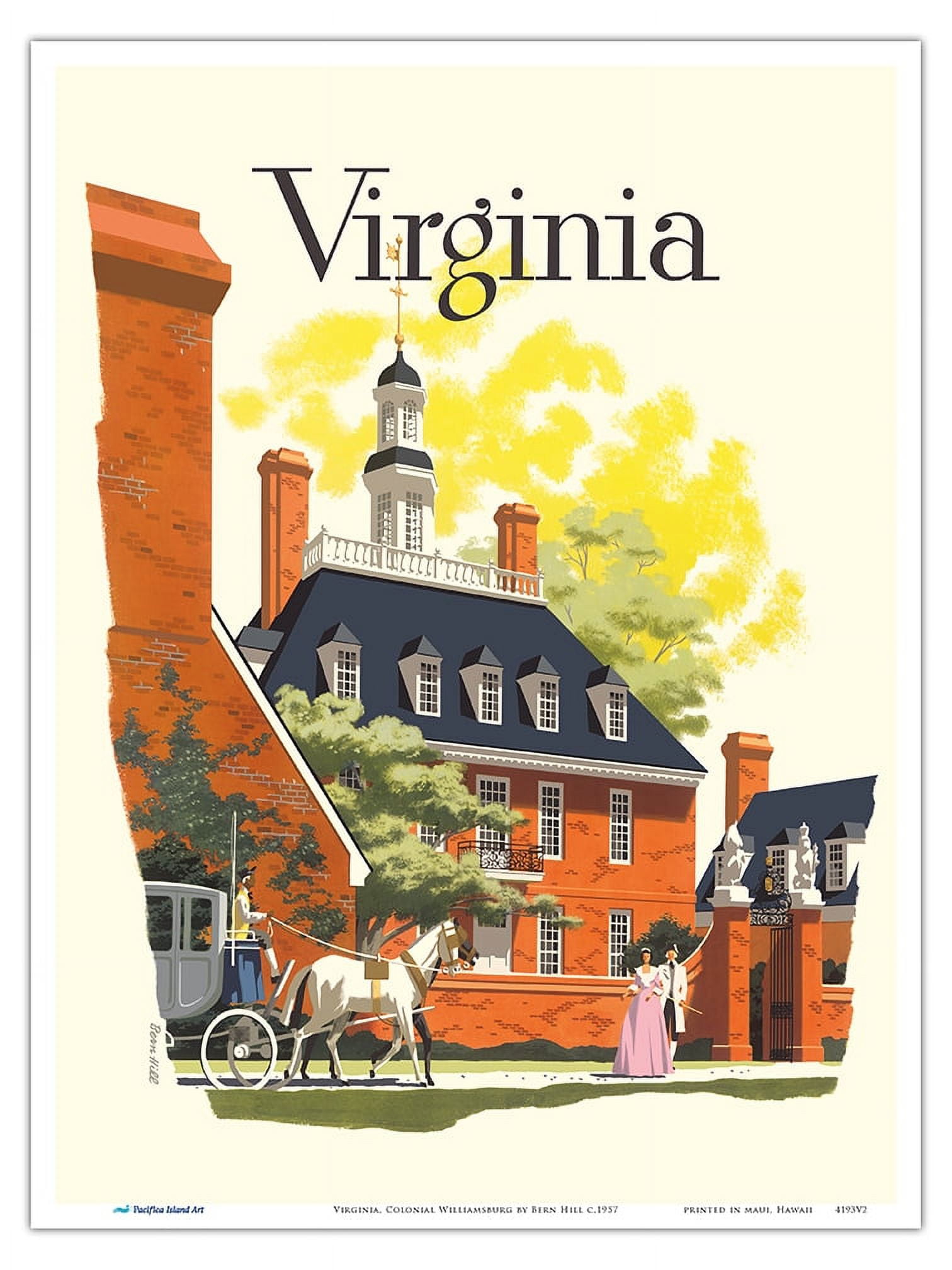 Virginia - Governor's Palace - Vintage Airline Travel Poster by Bern ...
