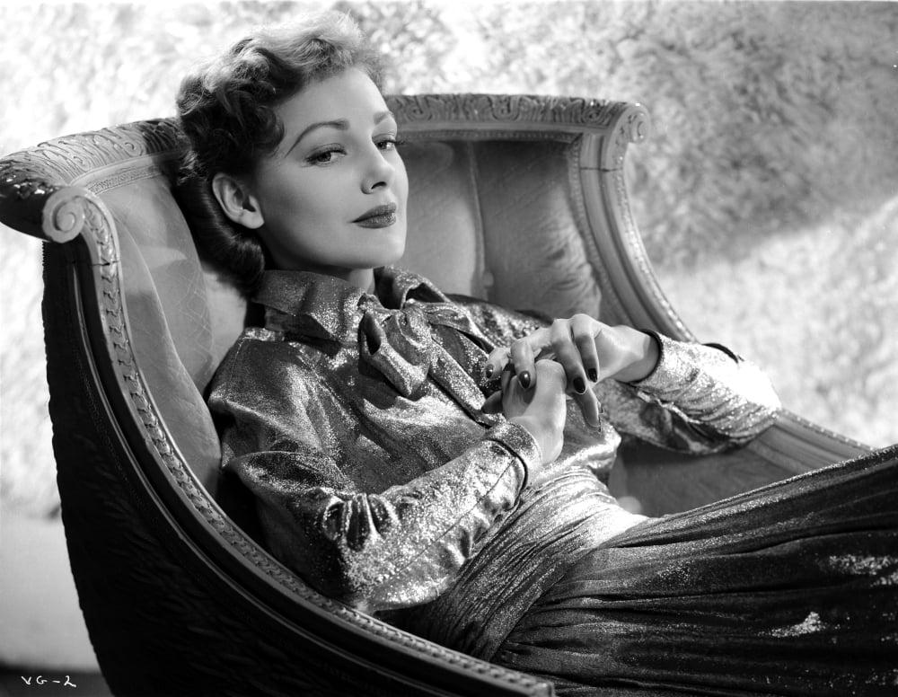 Virginia Grey in a Shiny Dress sitting on a Chair Photo Print (8 x 10 ...