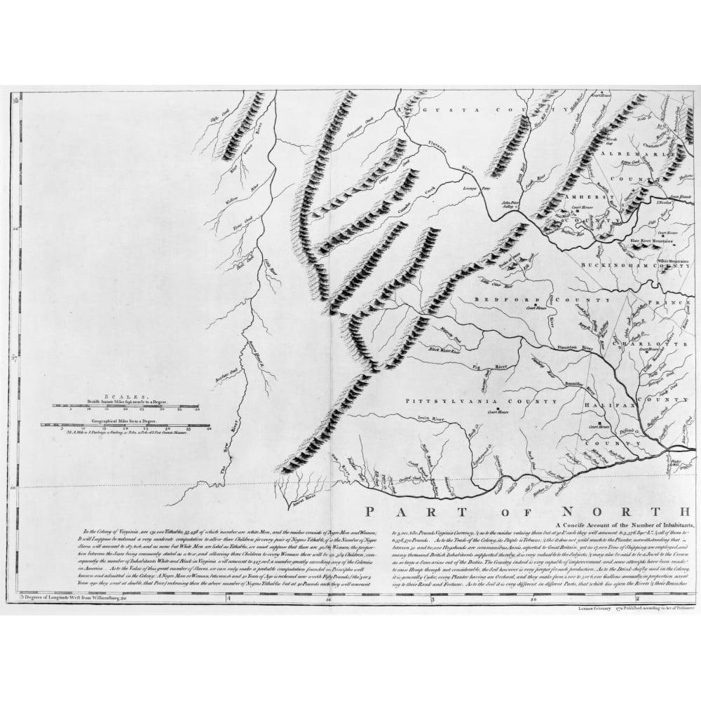 Virginia Henry Map 1770. None Of Four Parts Of An Engraved Map Of ...