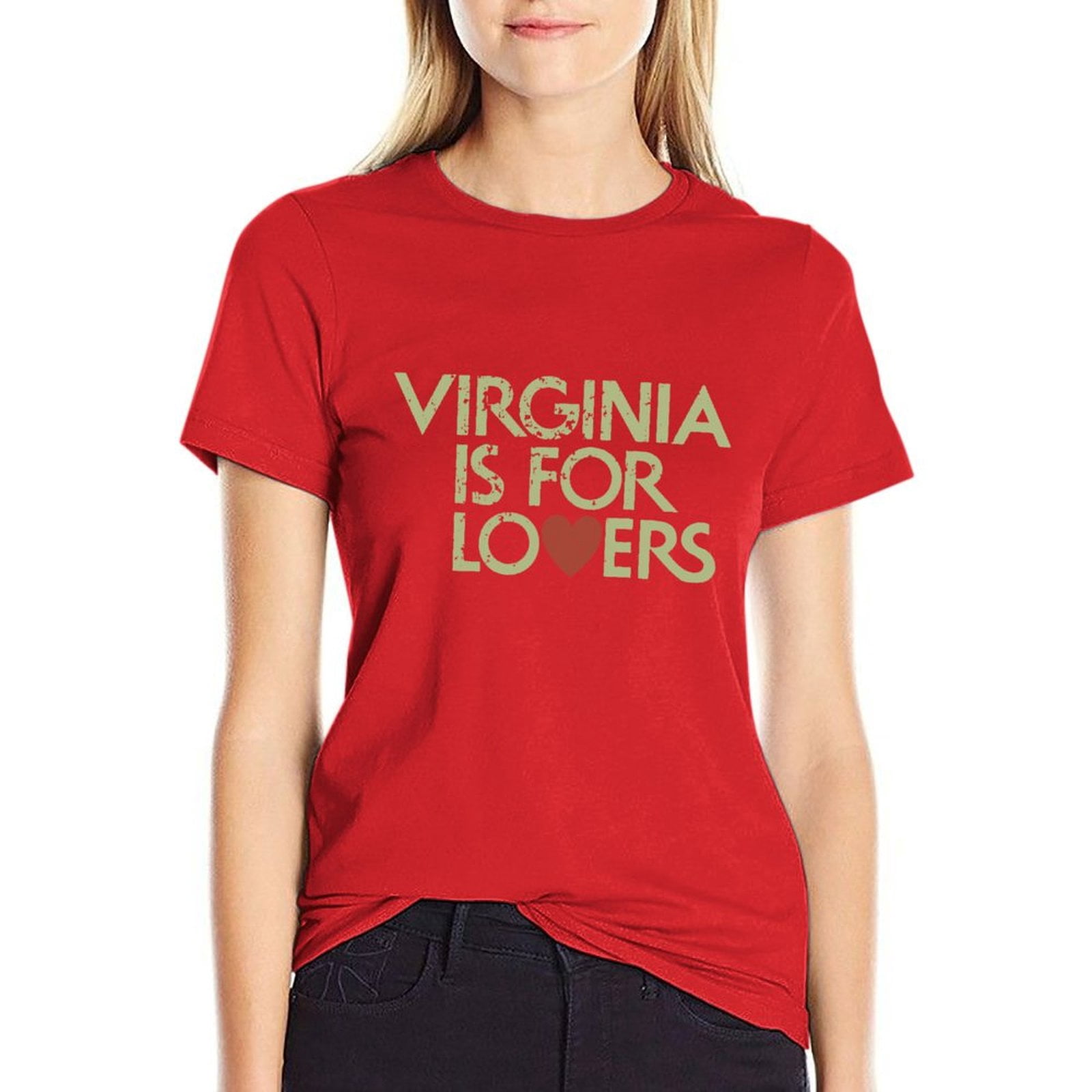 Virginia Is For Lovers Women's T-Shirts Short Sleeve Trendy Crew Neck ...