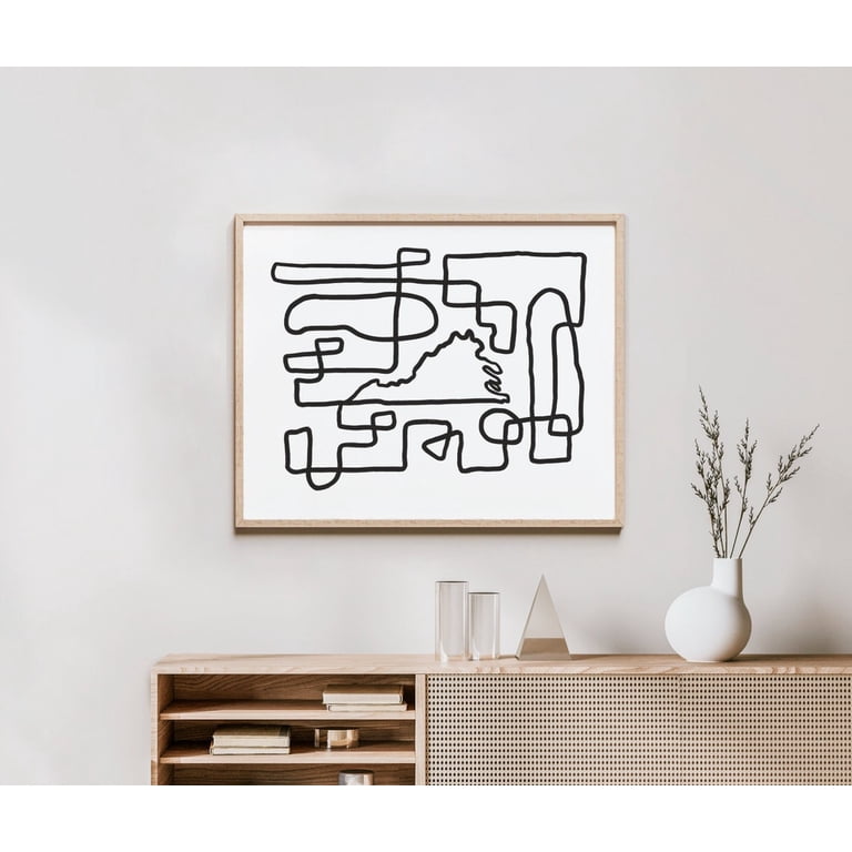 Virginia Line One Drawing Abstract Minimalist Map Wall Art Print ...