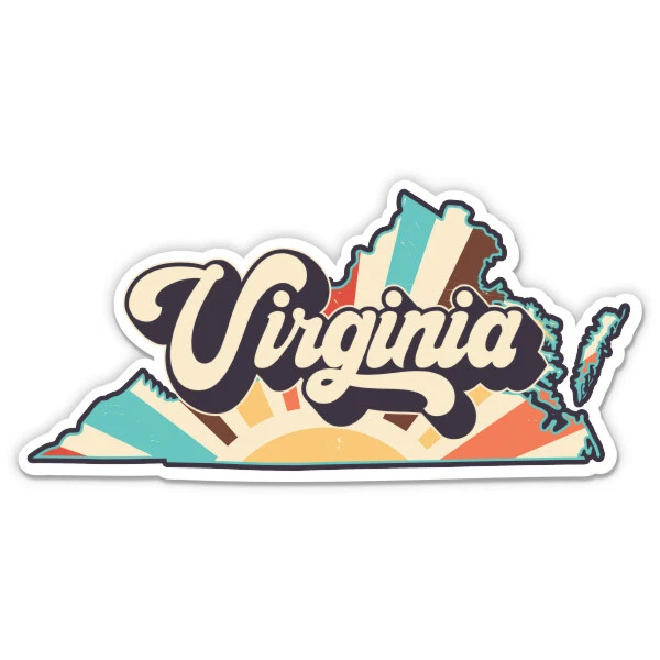 Virginia Retro Style State Sticker Phone Decal Water Bottle Stickers ...