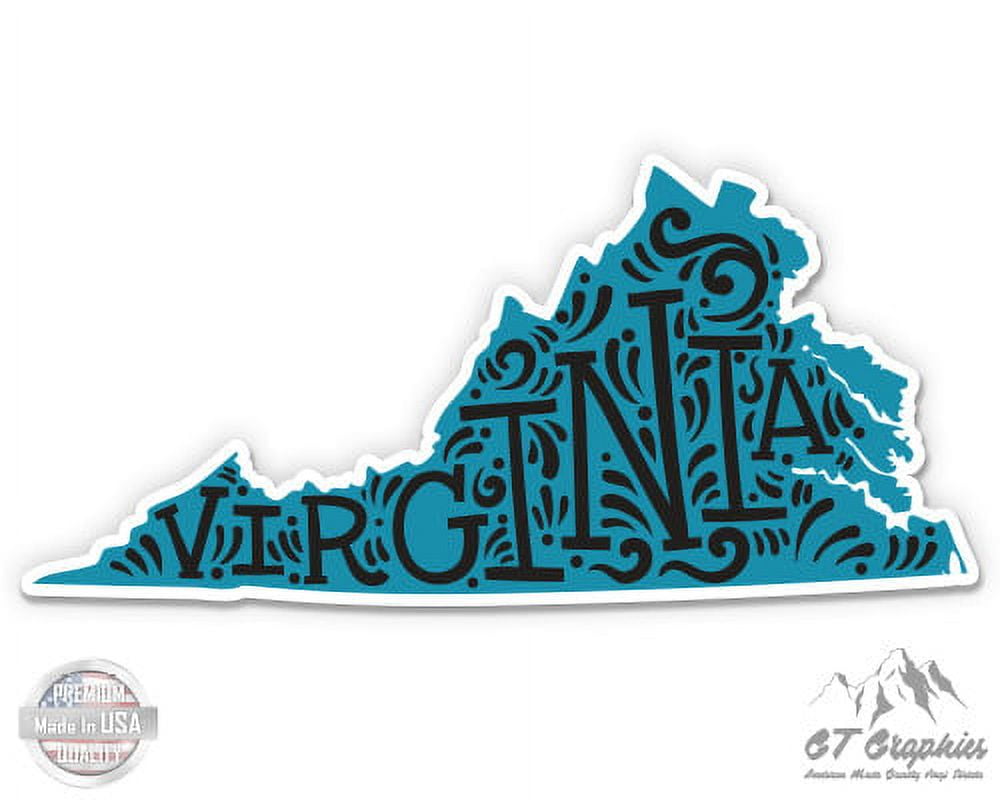 Virginia Shape Cute Letters Native Local - 12" Vinyl Sticker Waterproof ...