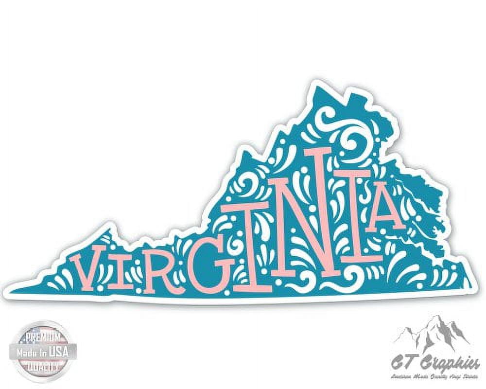 Virginia Shape Cute Letters Native Local - 5" Vinyl Sticker - For Car ...