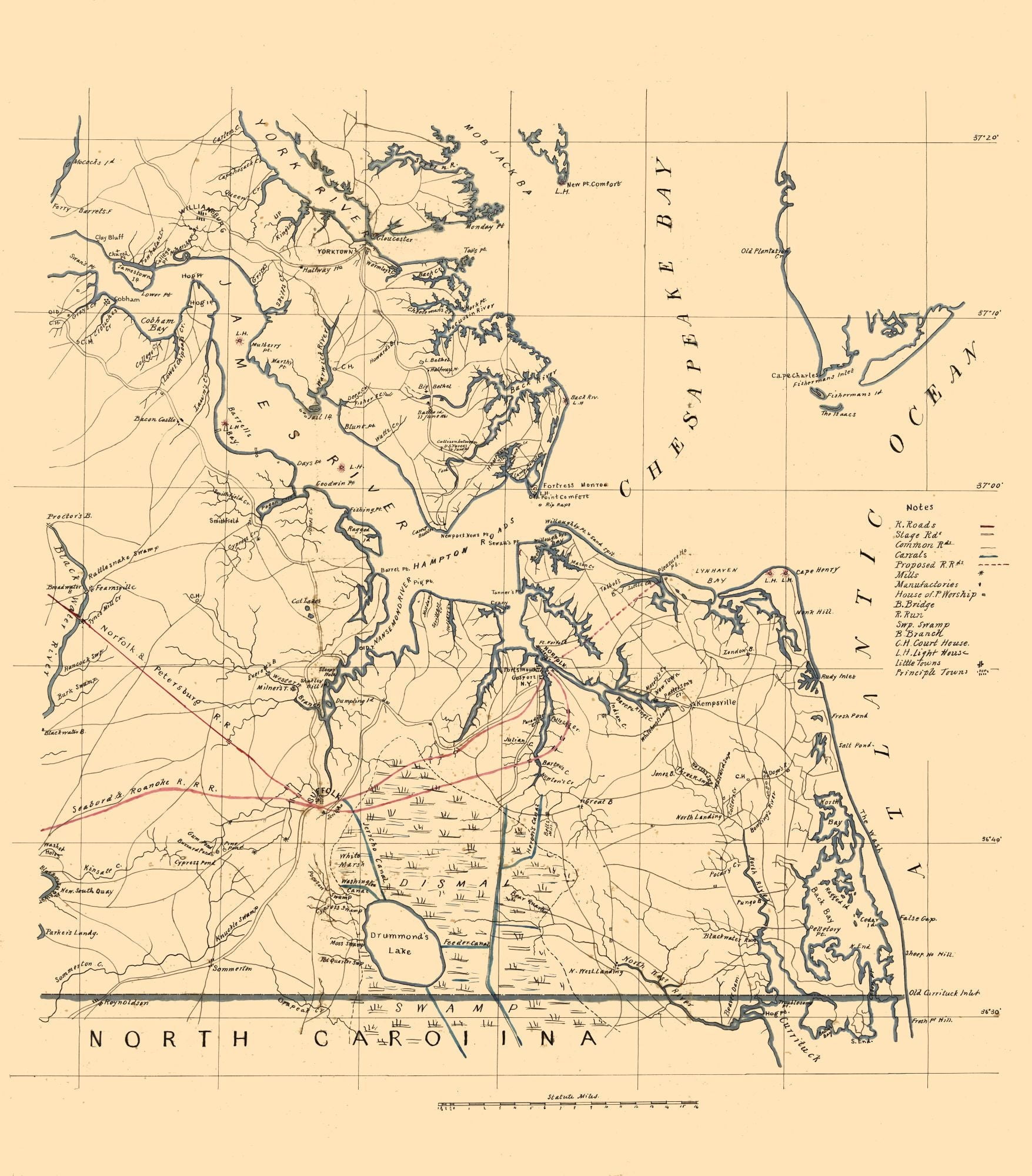 Historic State Map - Virginia South East - 1862 - 23 x 26.20 - Vintage ...