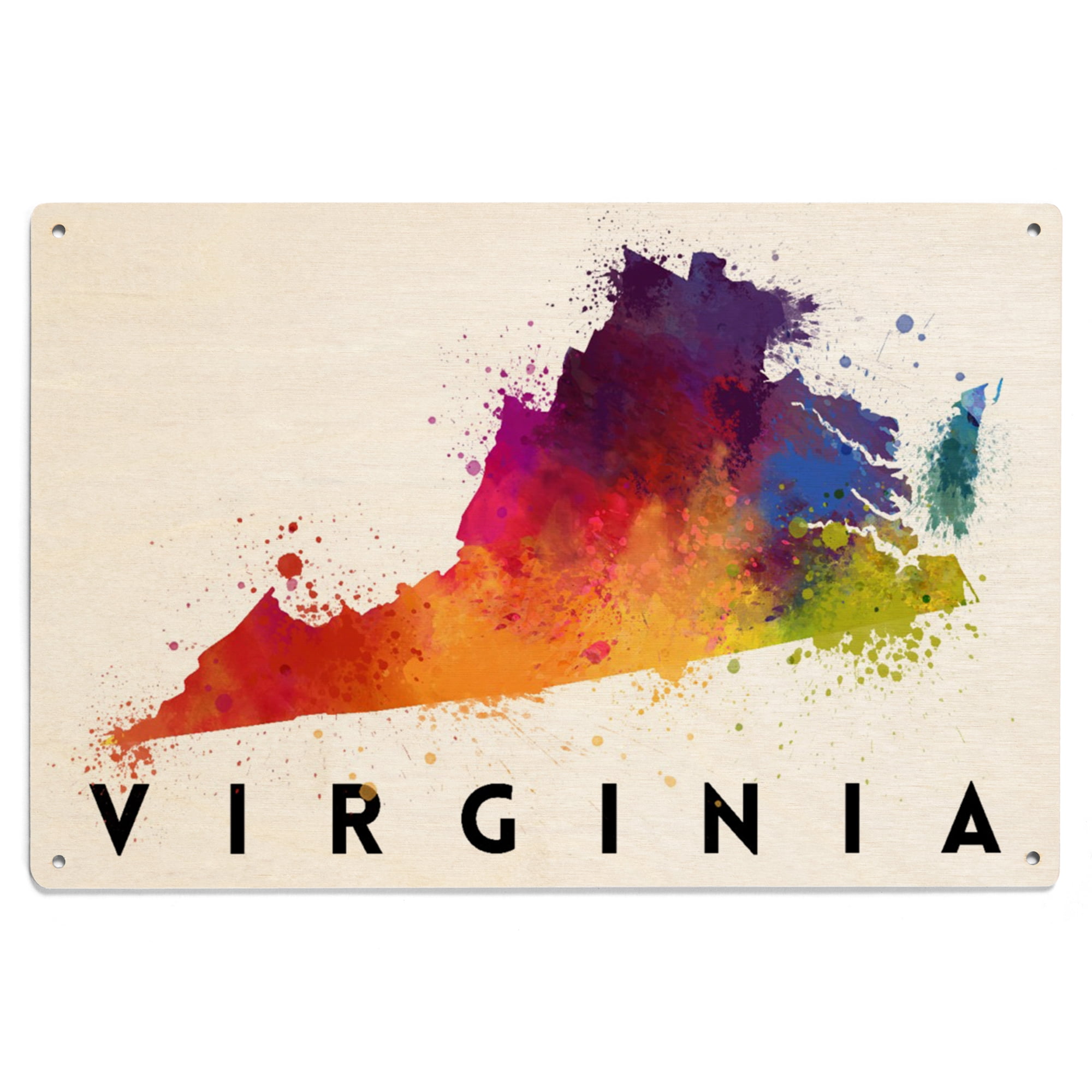 Virginia, State Abstract Watercolor Birch Wood Wall Sign (6x9 Rustic ...