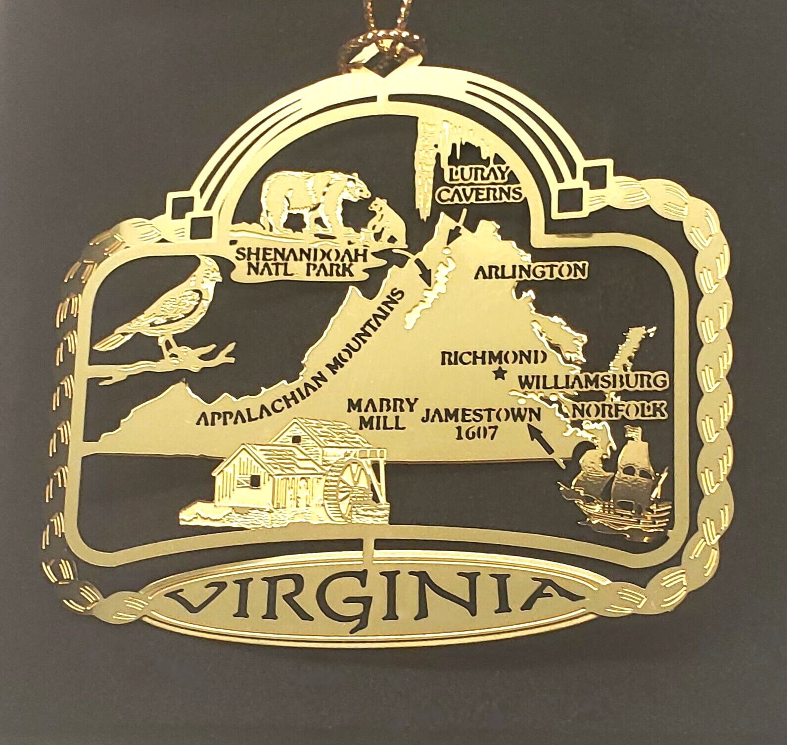 Nations Treasures Virginia State Brass Christmas Keepsake Ornament, 2. ...