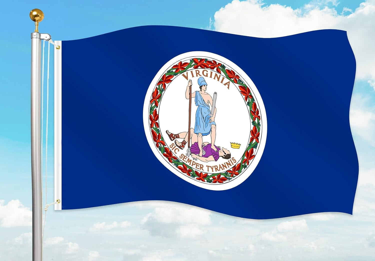 Virginia State Flag, 3Ply Polyester, Heavy Duty, Double Sided VA State ...