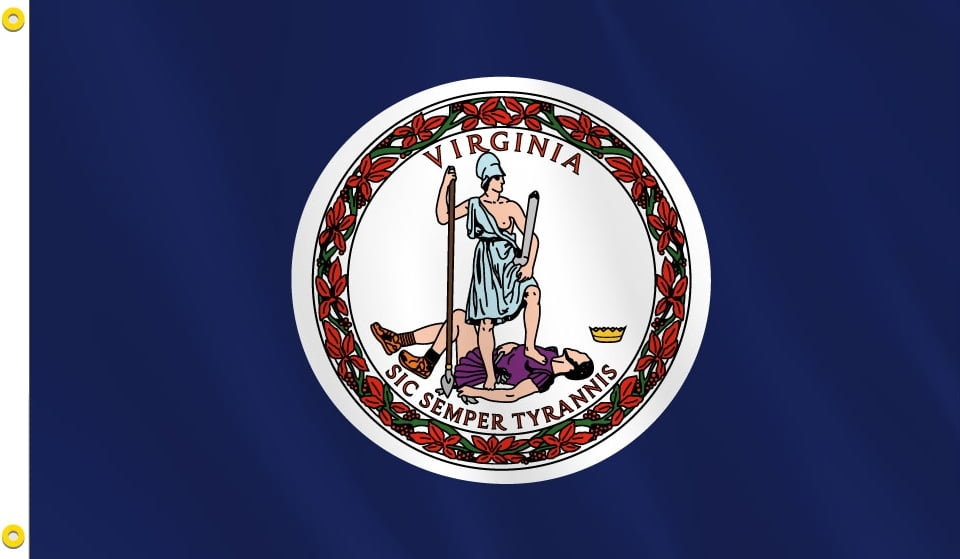 Virginia State Flag, Nylon, 3' x 5', 100% Made in USA, Canvas Header ...