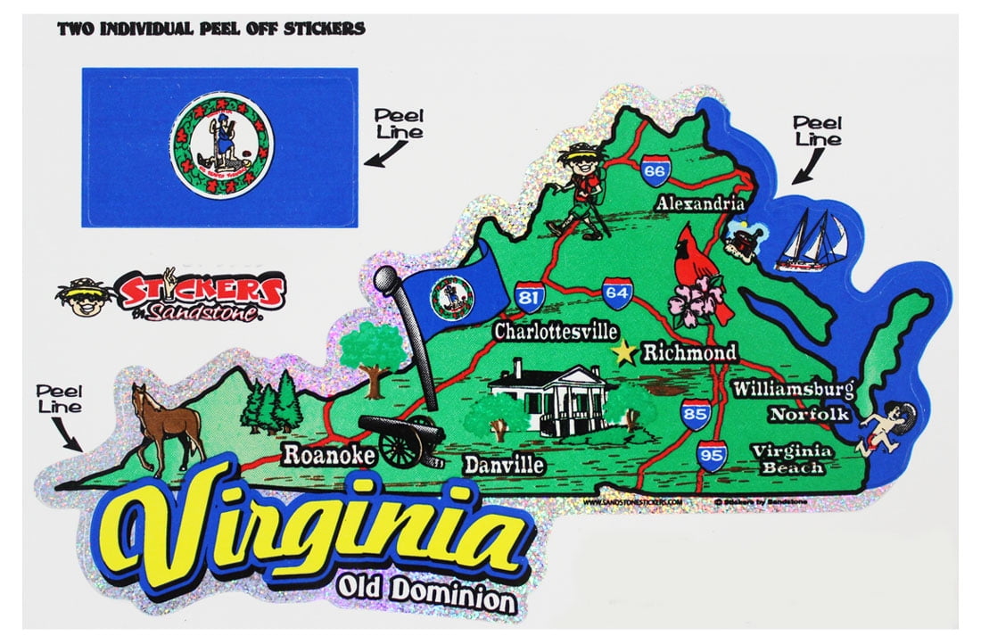 Virginia State Map Die Cut Sticker - Walmart.com