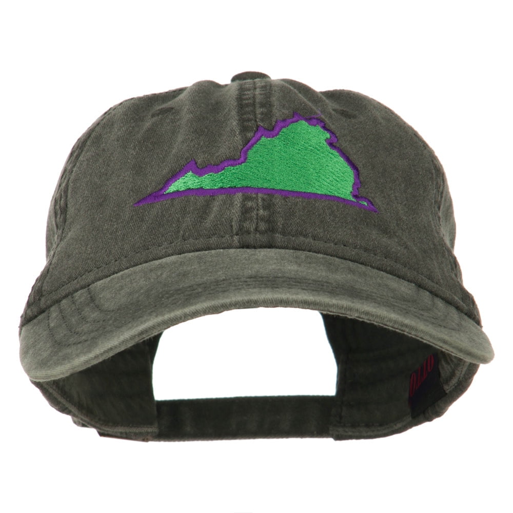 Virginia State Map Embroidered Washed Cotton Cap - Black OSFM - Walmart.com