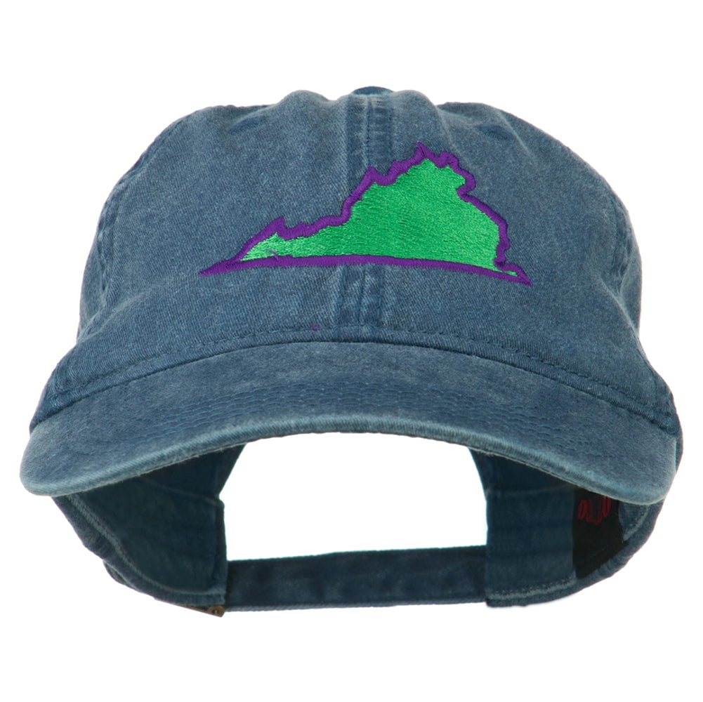 Virginia State Map Embroidered Washed Cotton Cap - Navy OSFM - Walmart.com