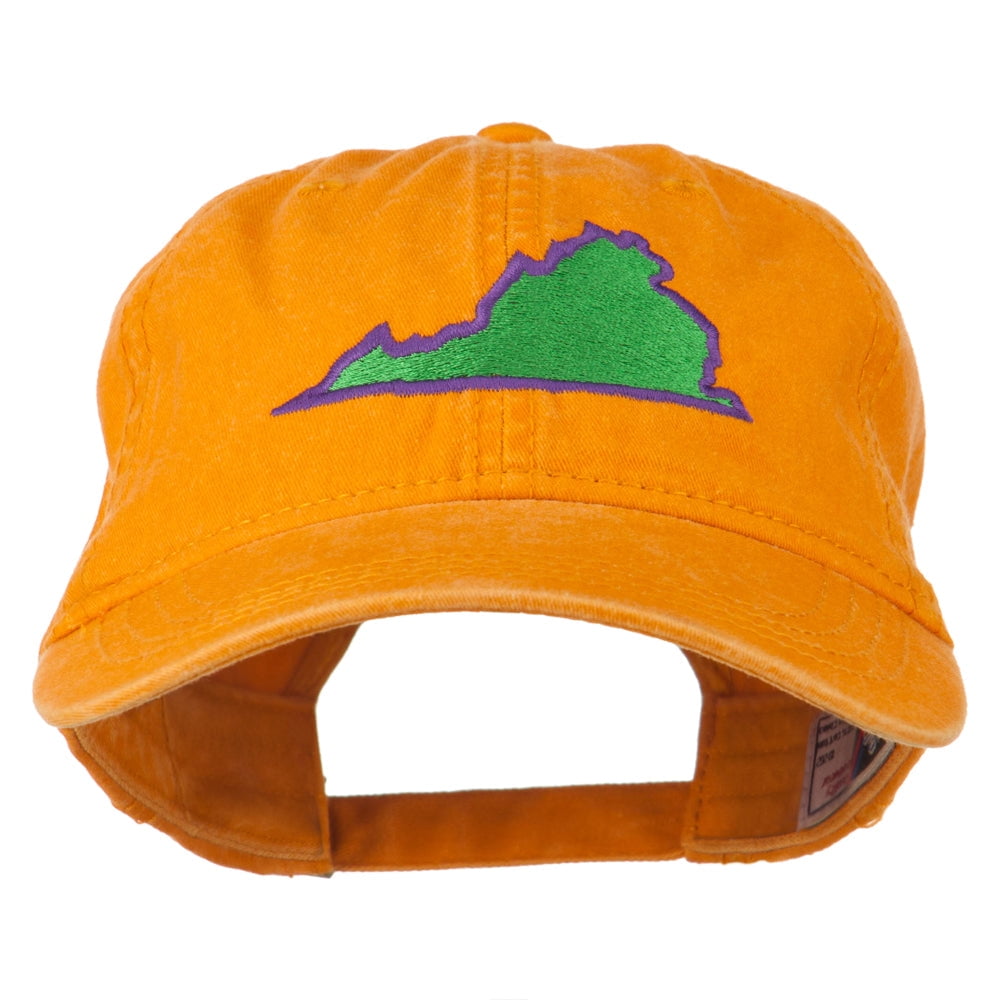 Virginia State Map Embroidered Washed Cotton Cap - Orange OSFM ...