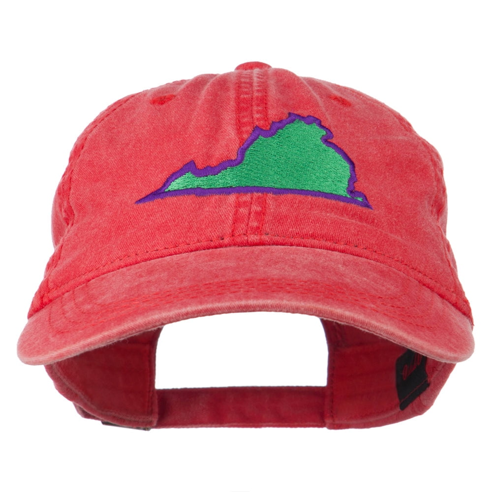 Virginia State Map Embroidered Washed Cotton Cap - Red OSFM - Walmart.com