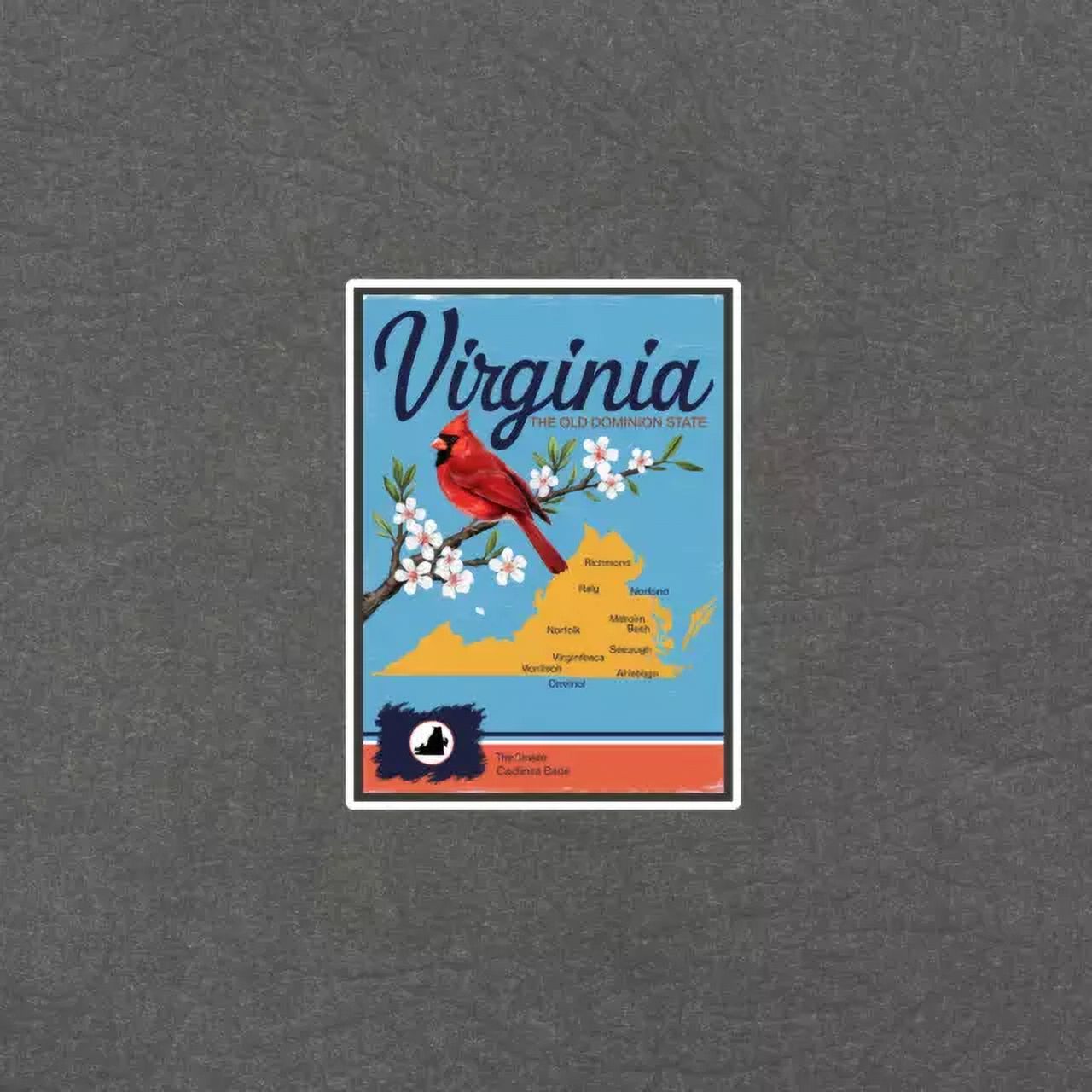 Virginia State Map Sticker - Cardinal, Flowering Dogwood Travel ...