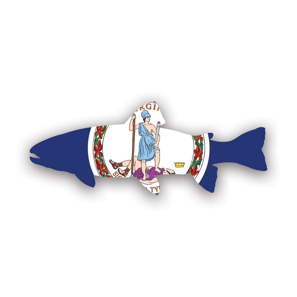 Virginia State Shaped Trout Sticker Decal - Self Adhesive Vinyl ...