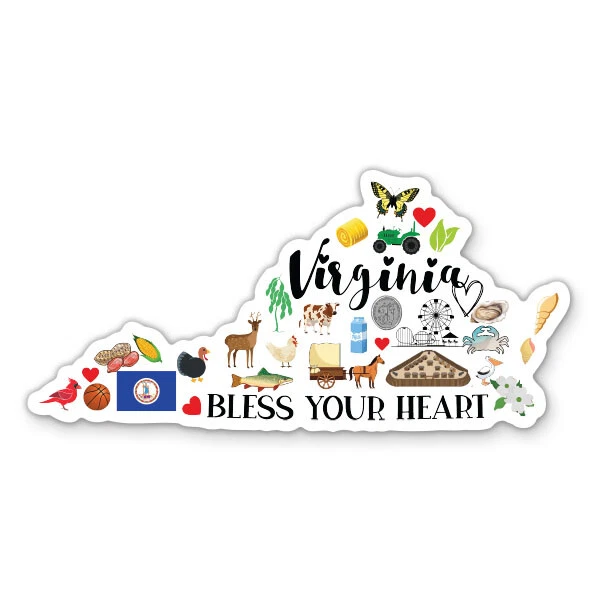 Virginia State Travel Sticker Phone Decal Water Bottle Stickers Car ...