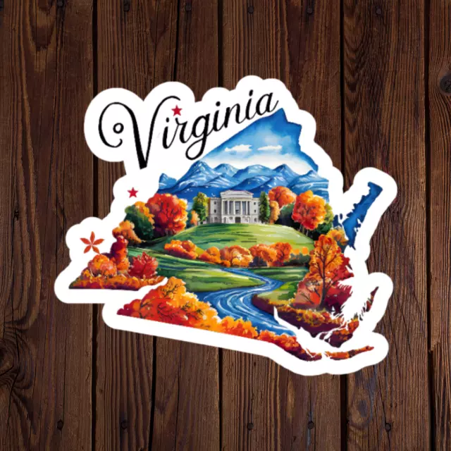 Virginia Sticker American Flag State Outline Novelty Laptop Car Sticker ...