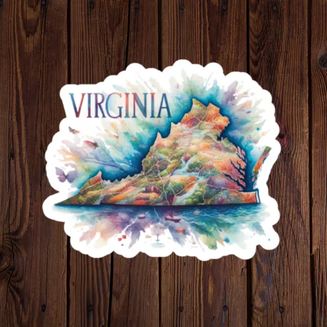 Virginia Sticker American Flag State Outline Novelty Laptop Sticker ...