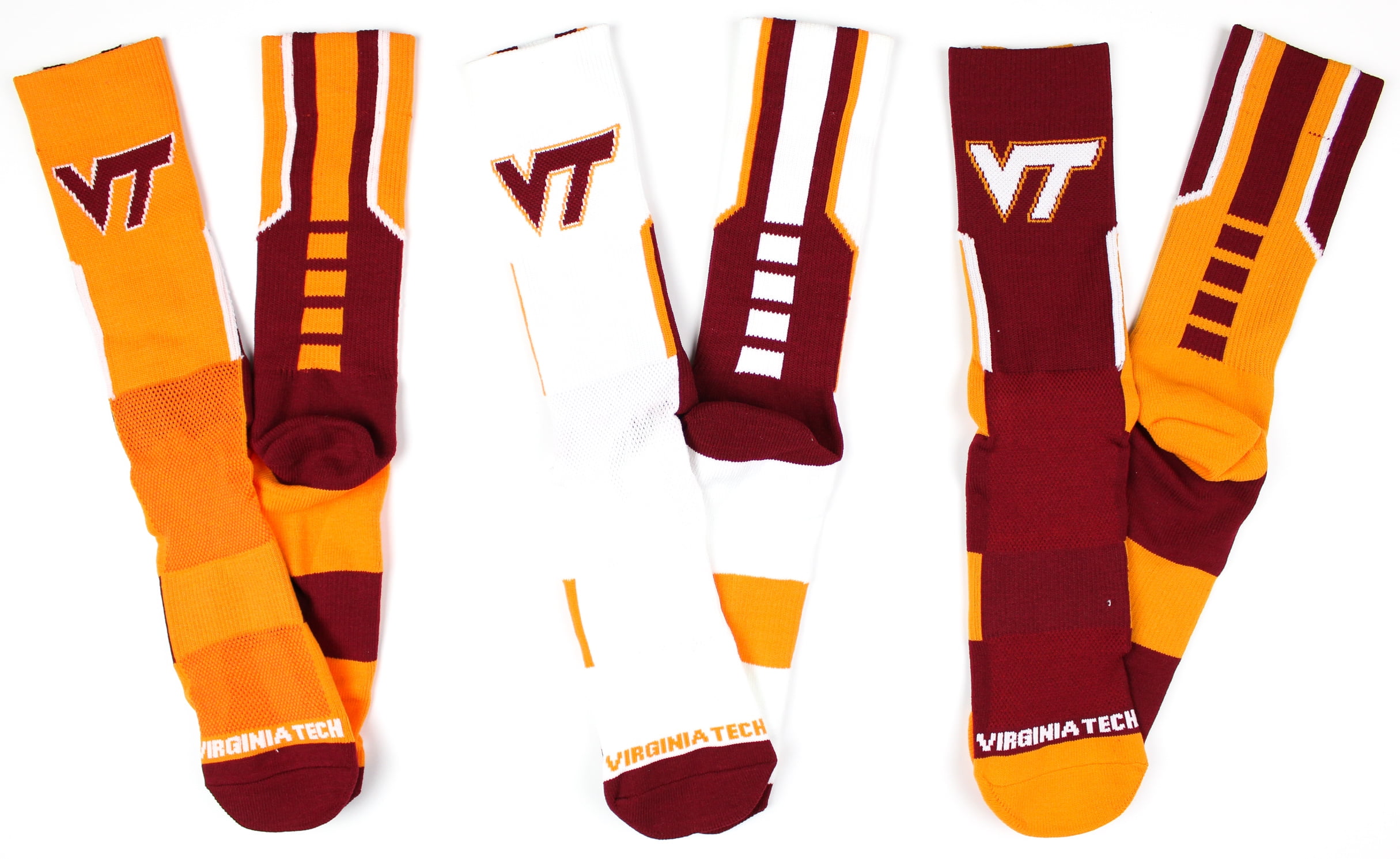 Virginia Tech Hoakies 3 Piece Sport Performance Socks Bundle - Donegal ...