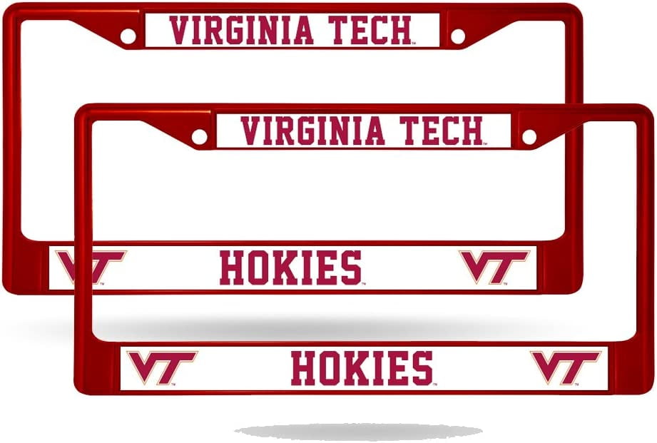Virginia-Tech Hokie's Maroon Chrome Metal License Plate Frame - Set of ...