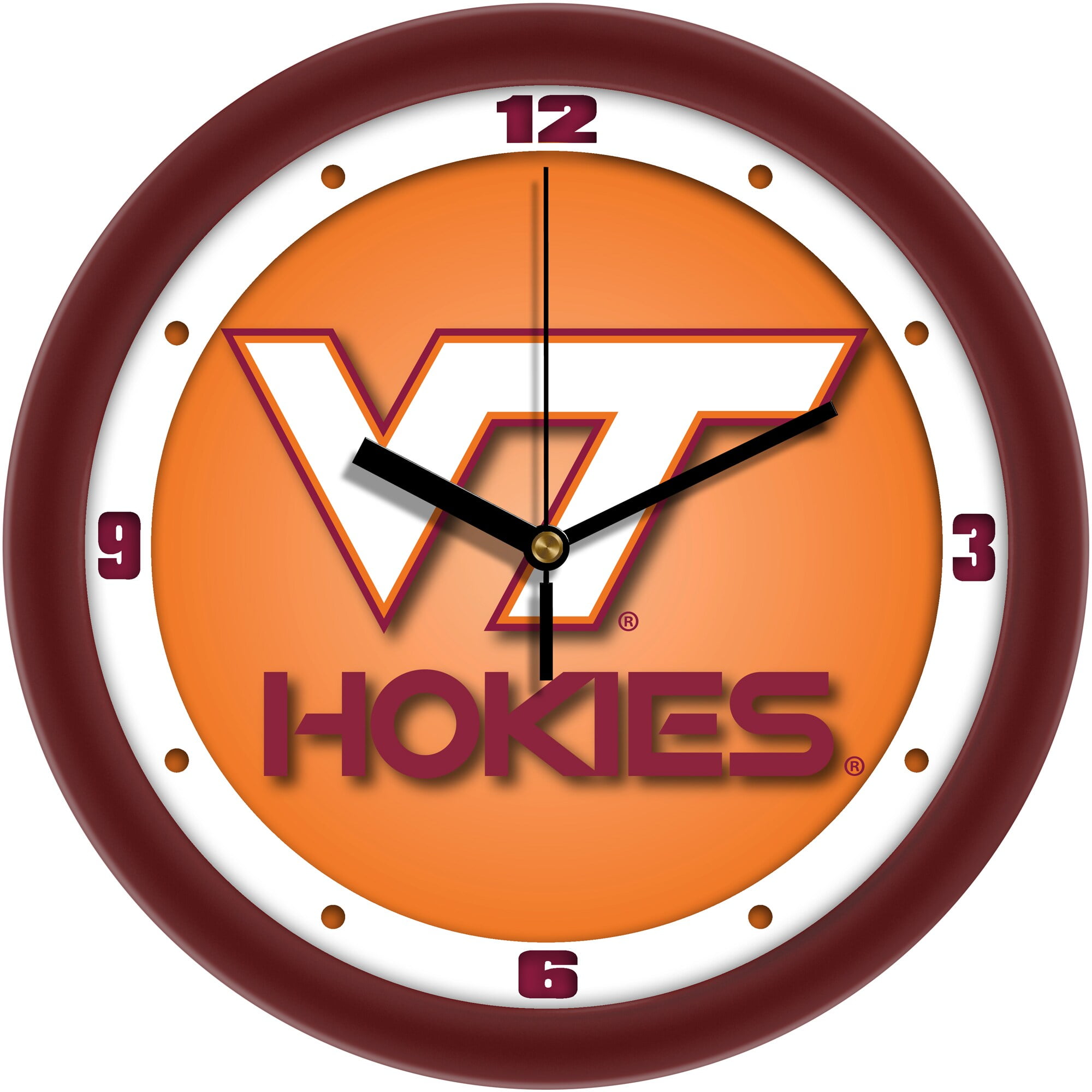 Virginia Tech Hokies 11.5'' Suntime Premium Glass Face Dimension Wall ...