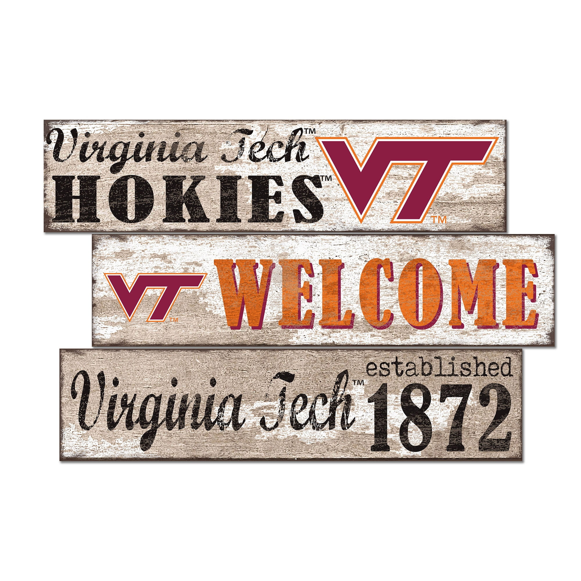 Virginia Tech Hokies 24" 3-Plank Welcome Sign - Walmart.com