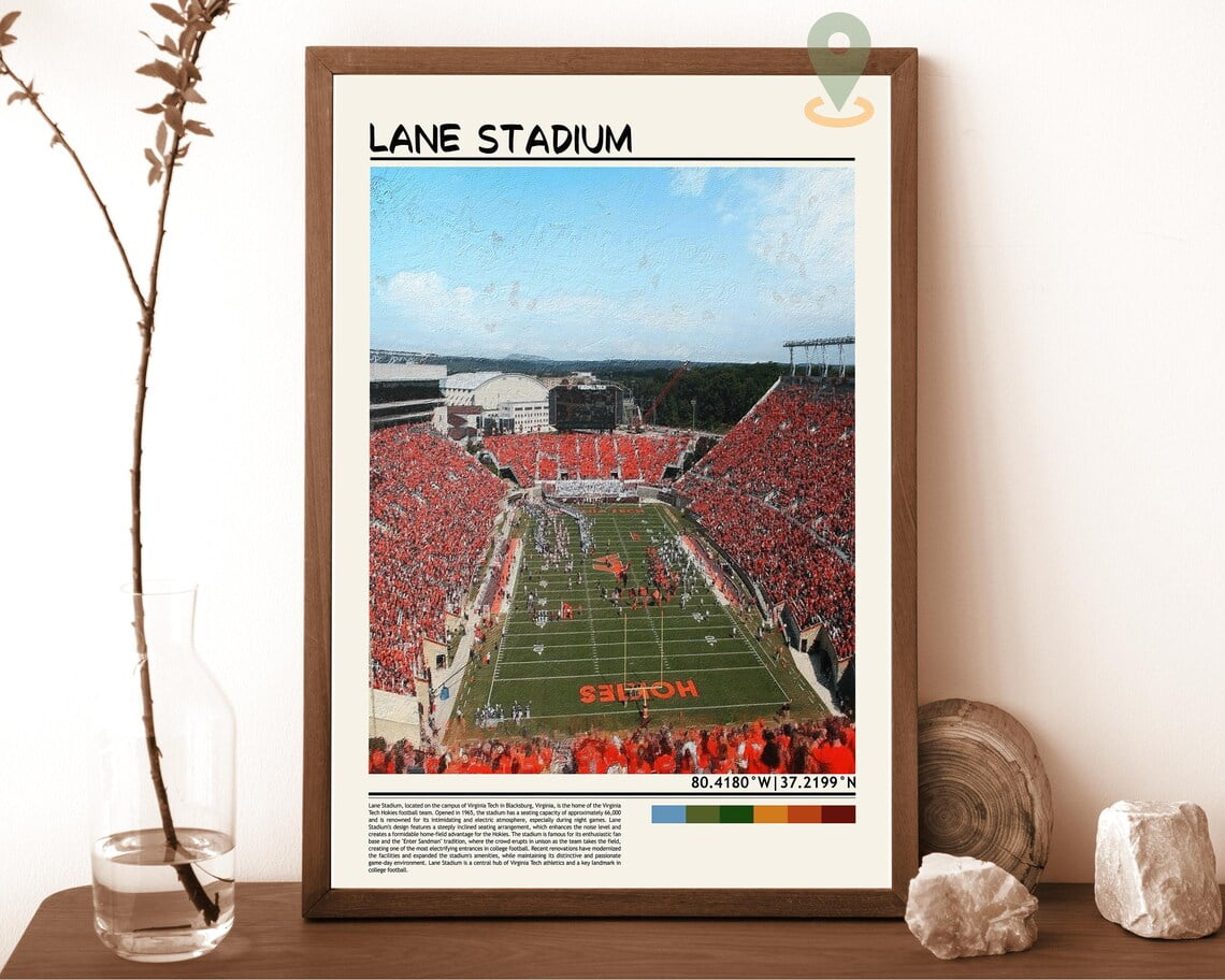 Virginia Tech Hokies Poster, Lane Stadium Print, Lane Stadium Wall Art ...