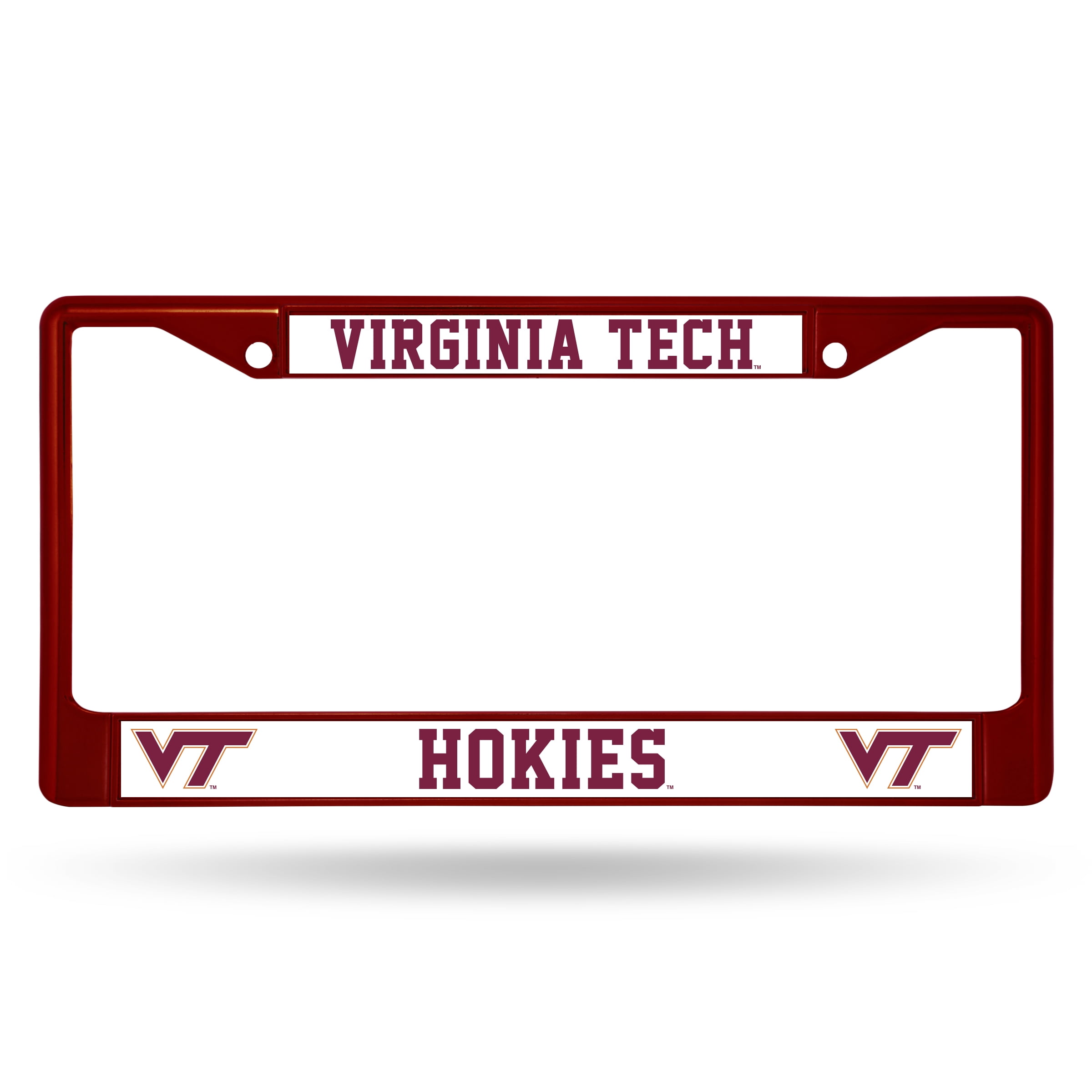 Virginia-Tech-Hokie's Chrome Metal (Maroon Painted) License Plate Frame ...
