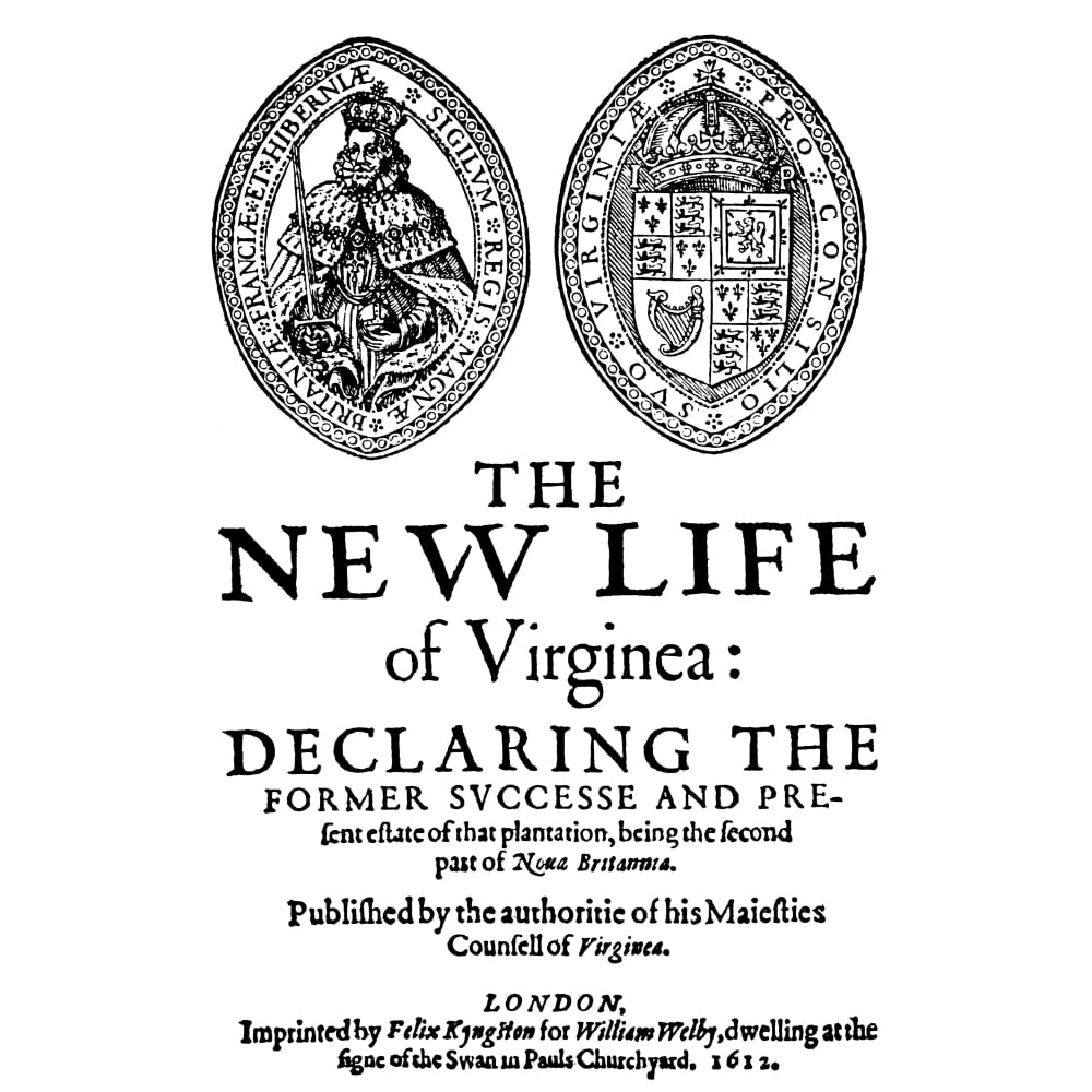 Virginia Tract 1612. Ntitle-Page Of Robert Johnson'S 'The New Life Of ...