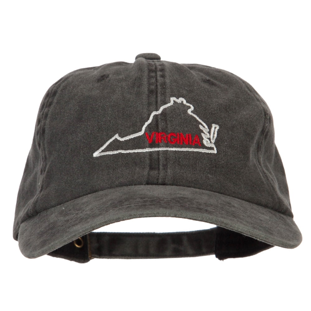 Virginia with Map Outline Embroidered Washed Cotton Twill Cap - Black ...