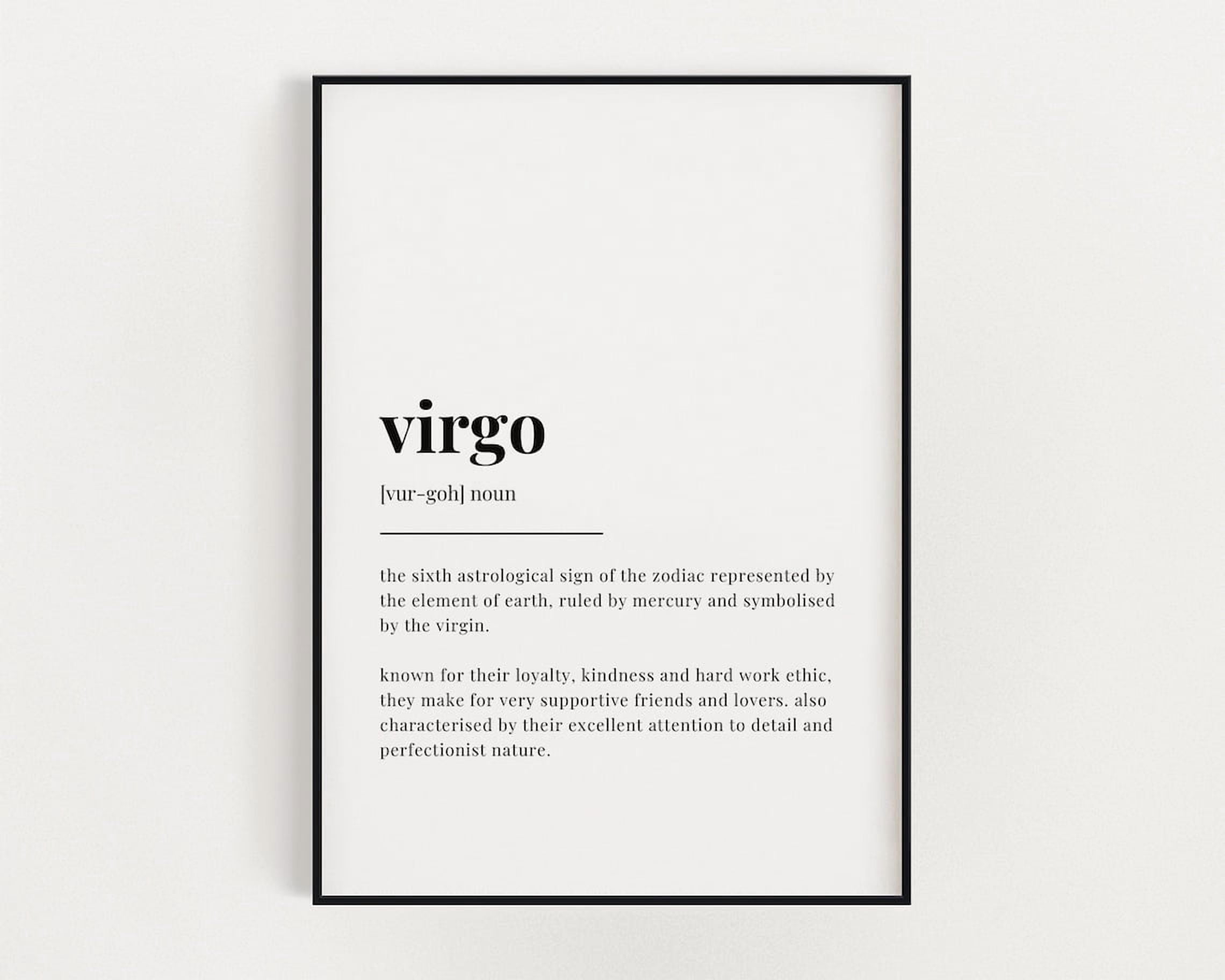 Virgo Definition Print, Wall Art, Virgo Print, Virgo, Zodiac, Astrology ...