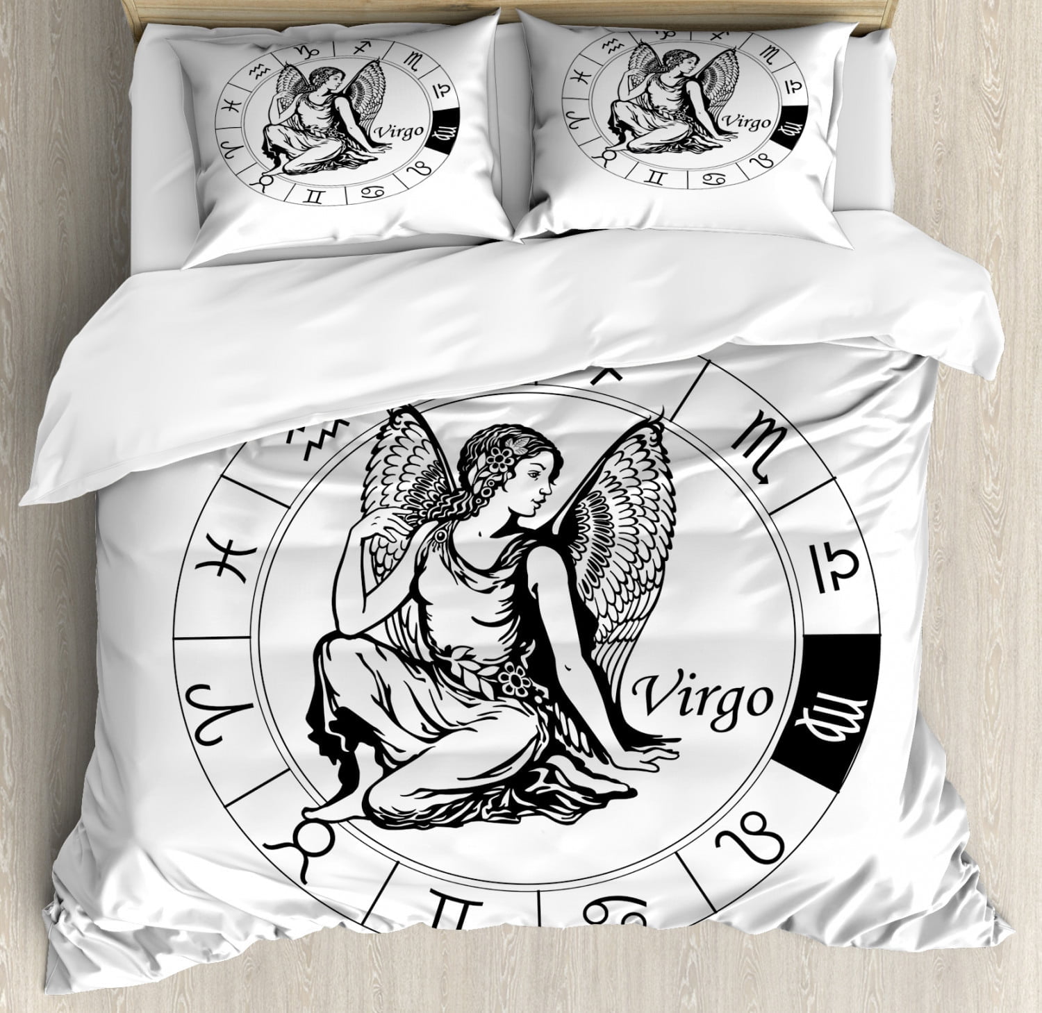 Virgo Duvet Cover Set Queen Size, Black and White Zodiac Sign Horoscope ...