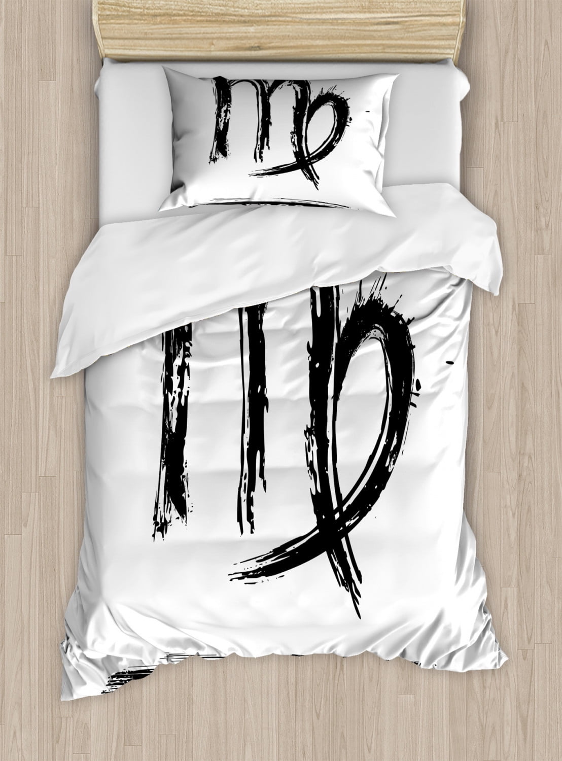 Virgo Duvet Cover Set Twin Size, Virgo Sign with Black and White ...