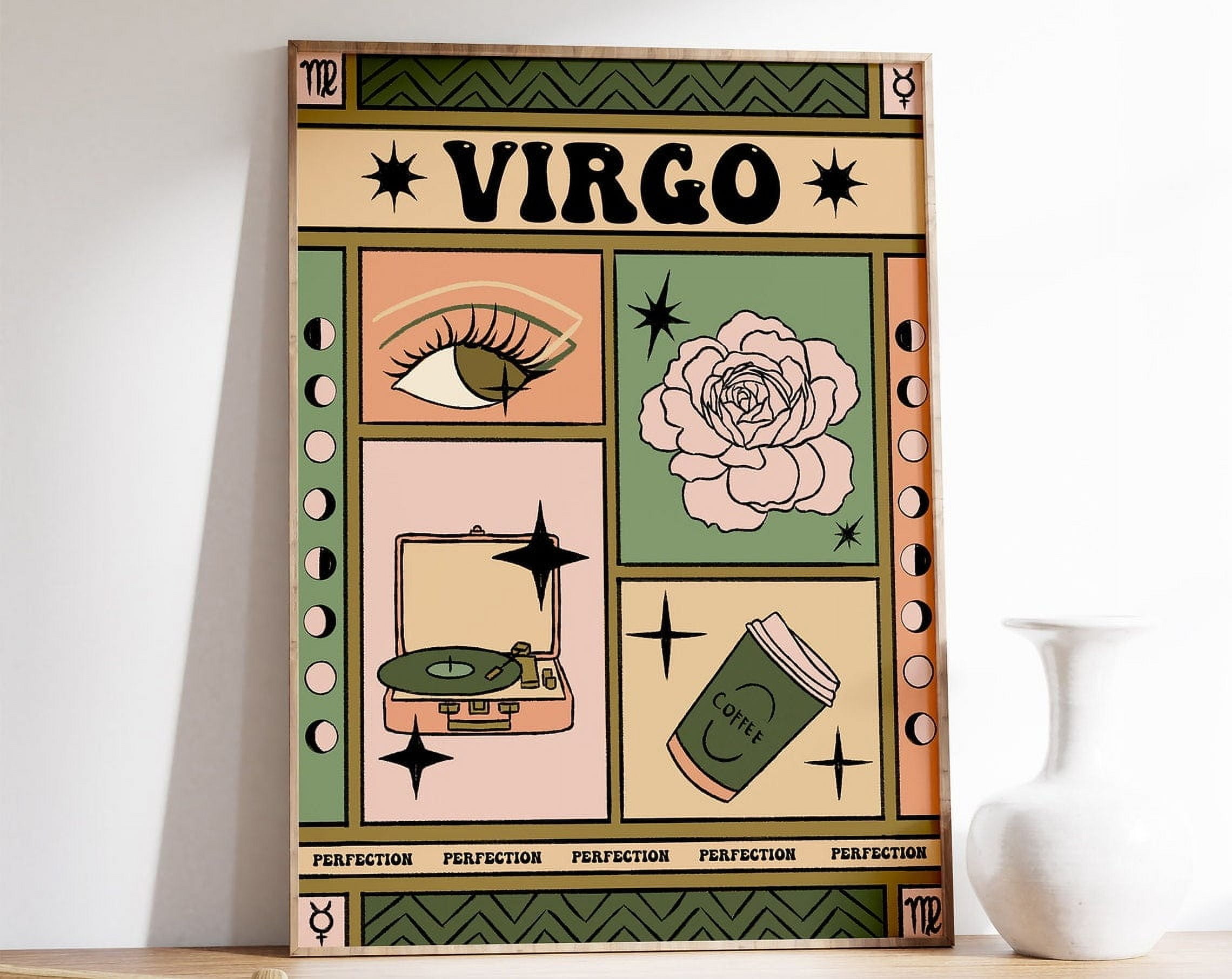 Virgo Star Sign Poster, Zodiac Tarot Card Print, Star Sign Wall Decor ...
