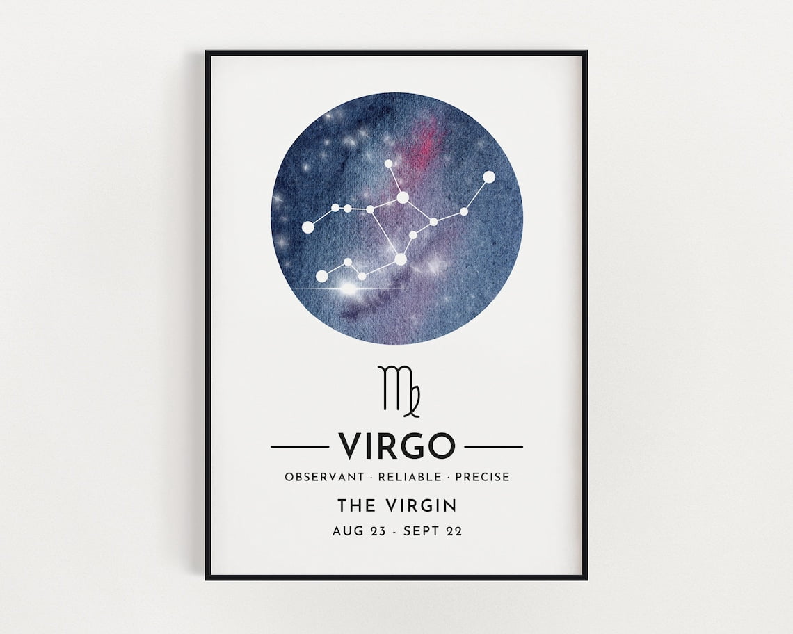 Virgo Star Wall Art, Virgo Print, Zodiac, Constellation Wall Art ...