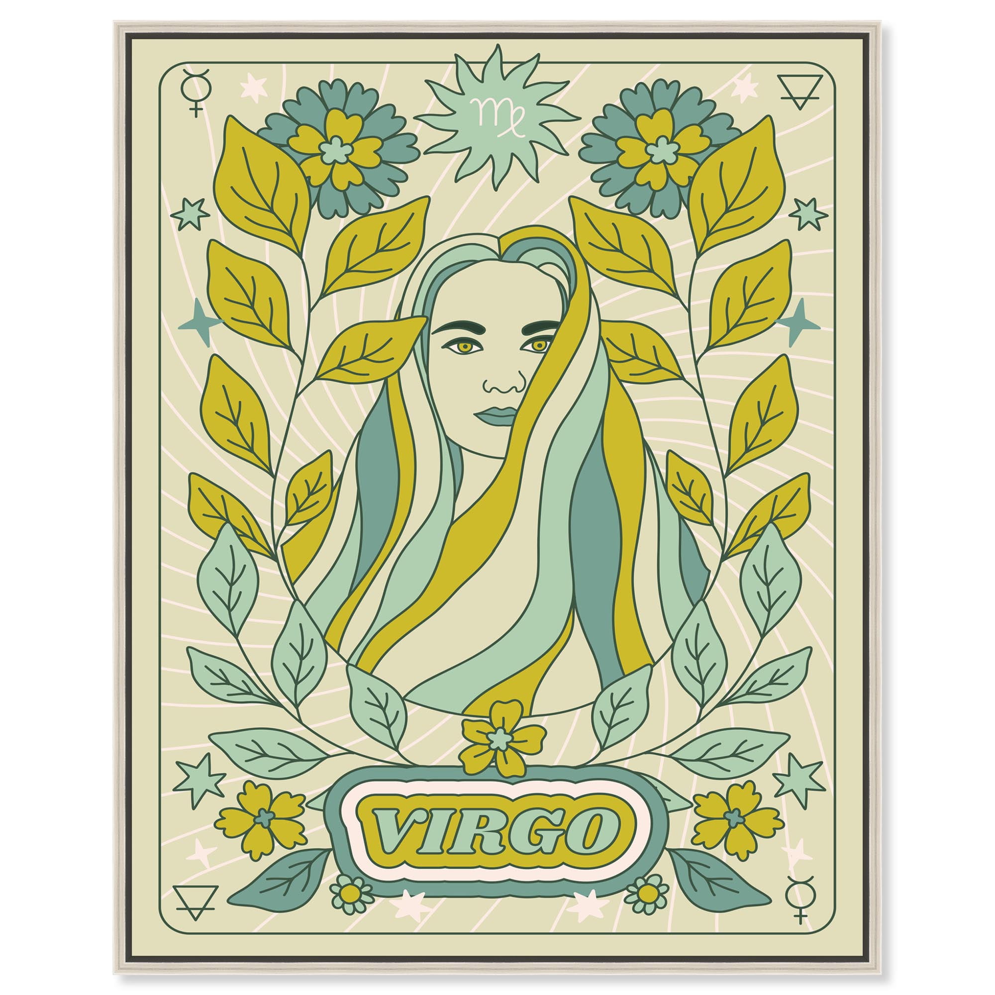 Virgo Stars Card Canvas Horoscope Posters by Art Remedy, Silver Frame ...