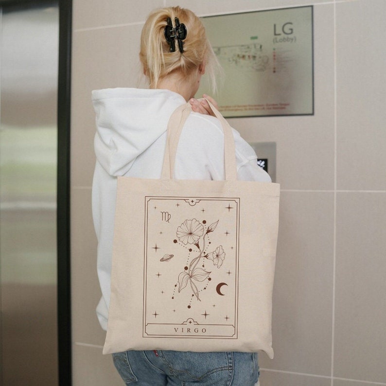 Virgo Tote Bag, Zodiac Sign Gift, September Birth Flower, Horoscope ...
