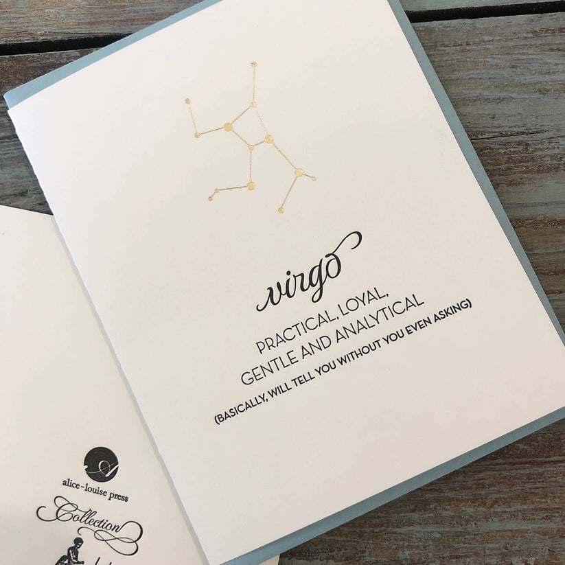 Virgo Zodiac Greeting Card – “Practical, Loyal, Gentle and Analytical ...