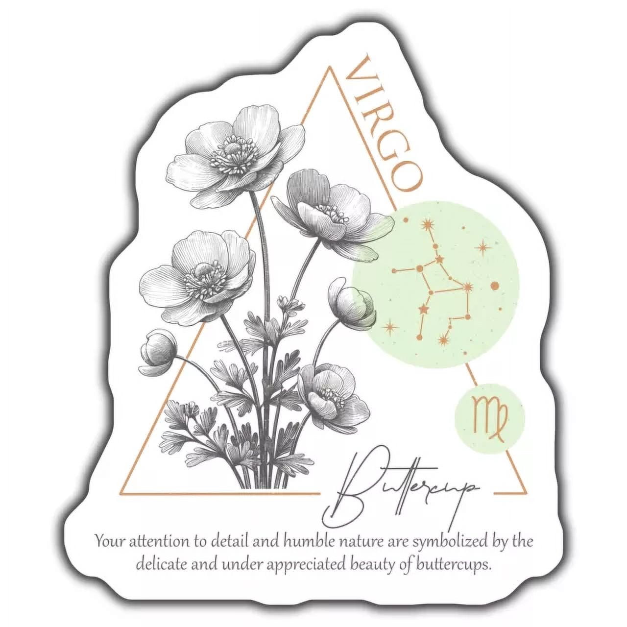 Virgo Zodiac Sign Sticker, Astrology Buttercup Constellation Decal ...