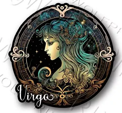 Virgo Zodiac Sign Sticker Phone Decal Water Bottle Stickers Car Decals ...