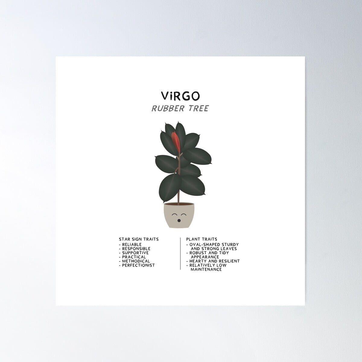 Virgo - Zodiac X Plant Poster Wall Art, Modern Wall Decor For Living ...
