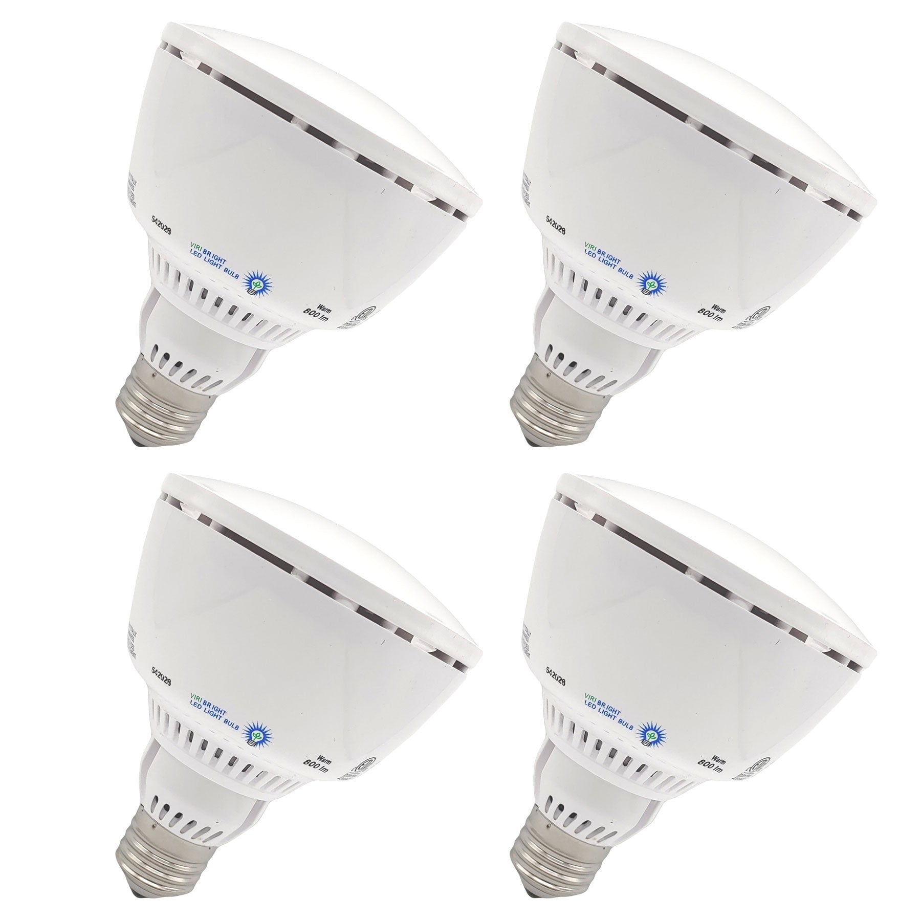 VIRIBRIGHT® 50W Equivalent PAR30 LED Flood Light Bulbs, 2700K, E26 (4 ...