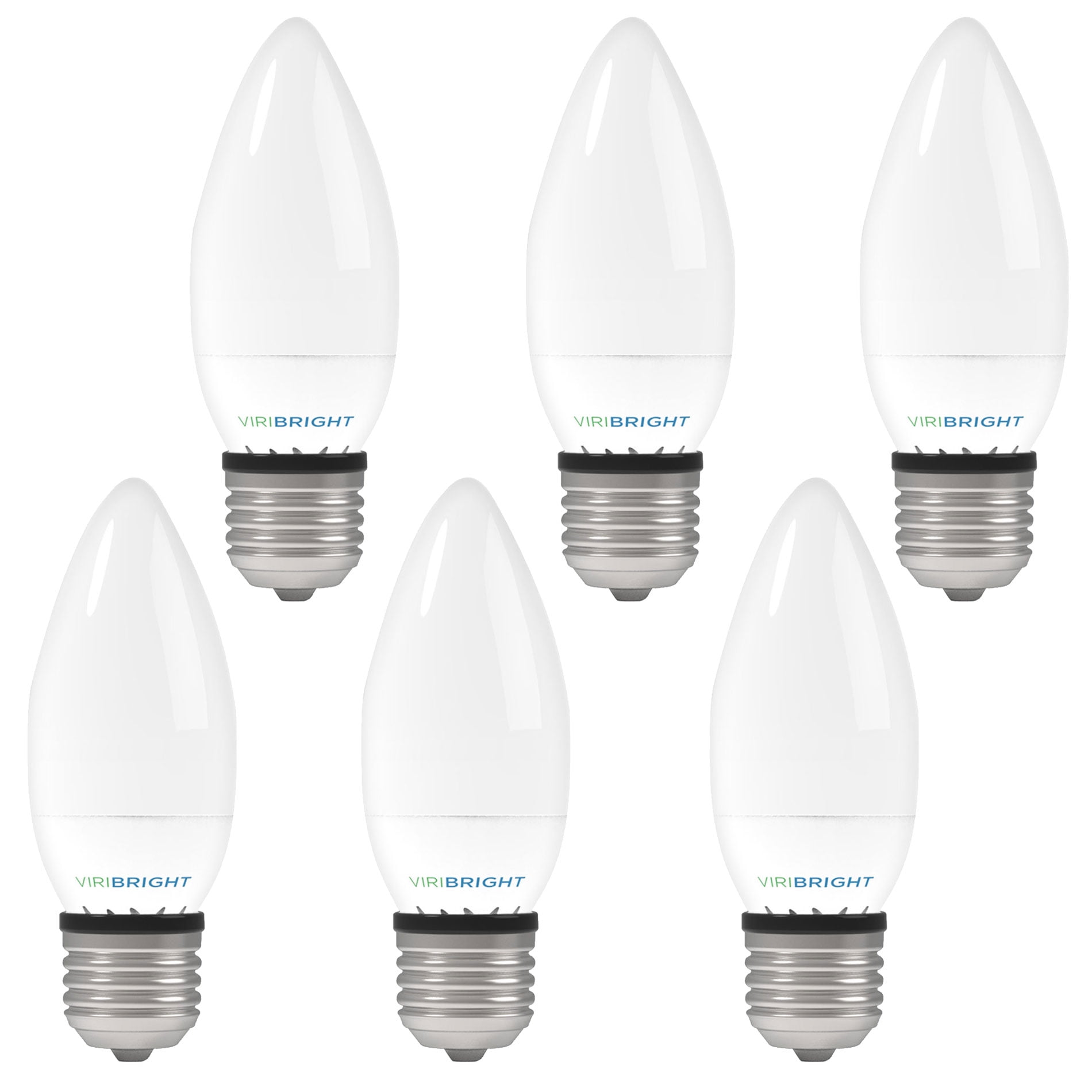 Viribright 25-Watt EQ B10 E26 Base LED Chandelier Light Bulb, 4000k Cool White, 3.2-Watt Actual ...