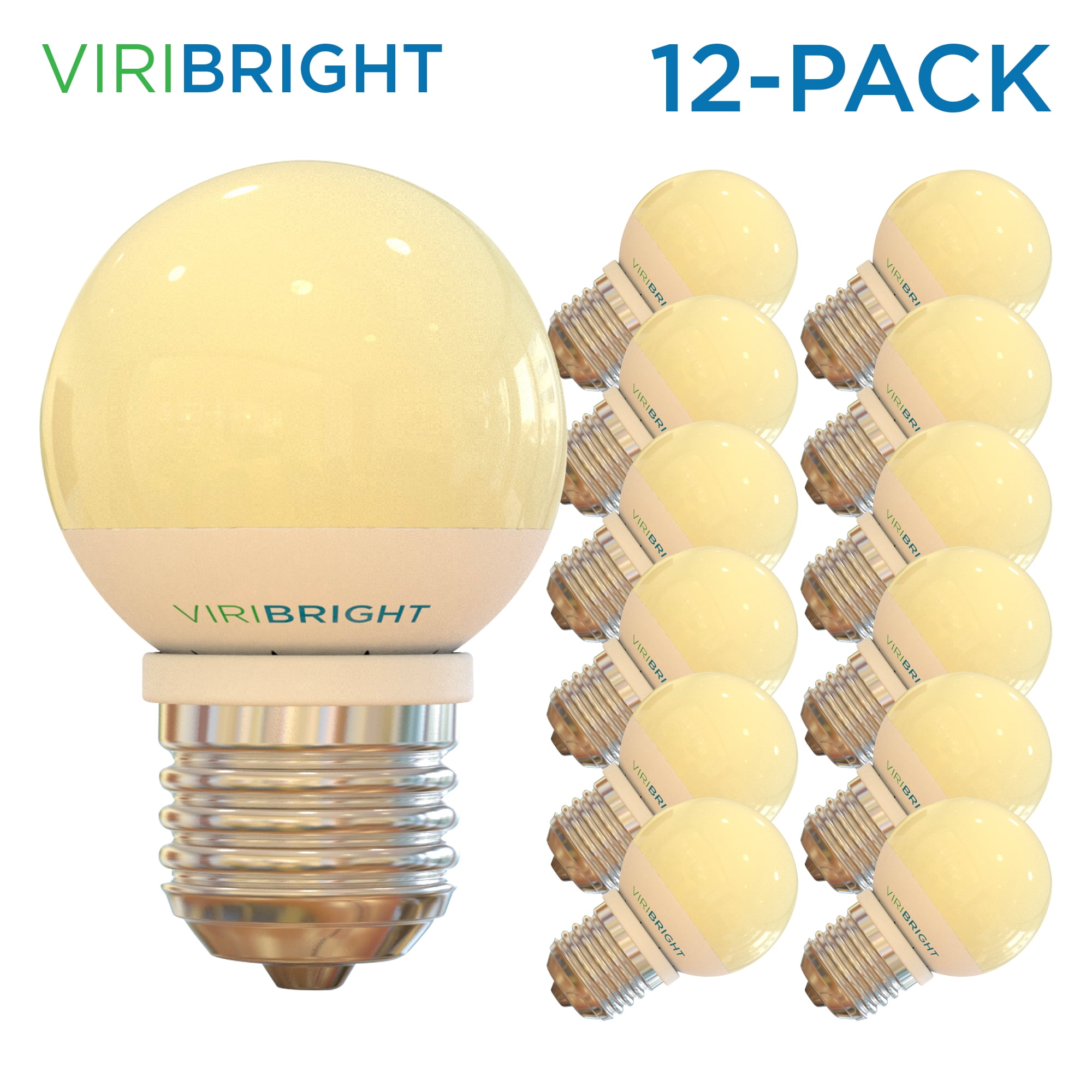 Viribright G15 Globe LED Light Bulb (12 pack) 25 Watt Replacement, E26 Base, Warm White (2700K ...