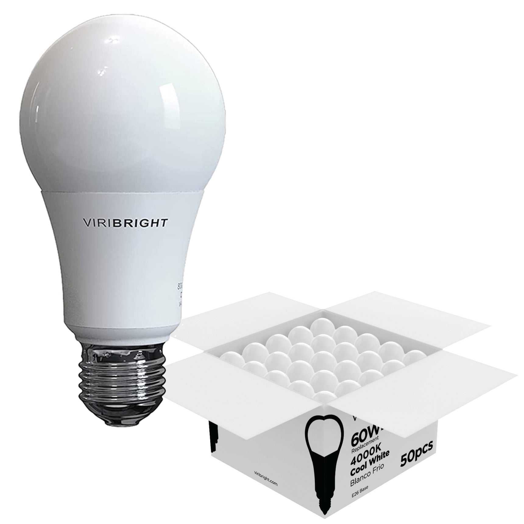 Viribright 640339-50P 60W Equivalent 9W A19 E26 Medium Base Non-Dim ...
